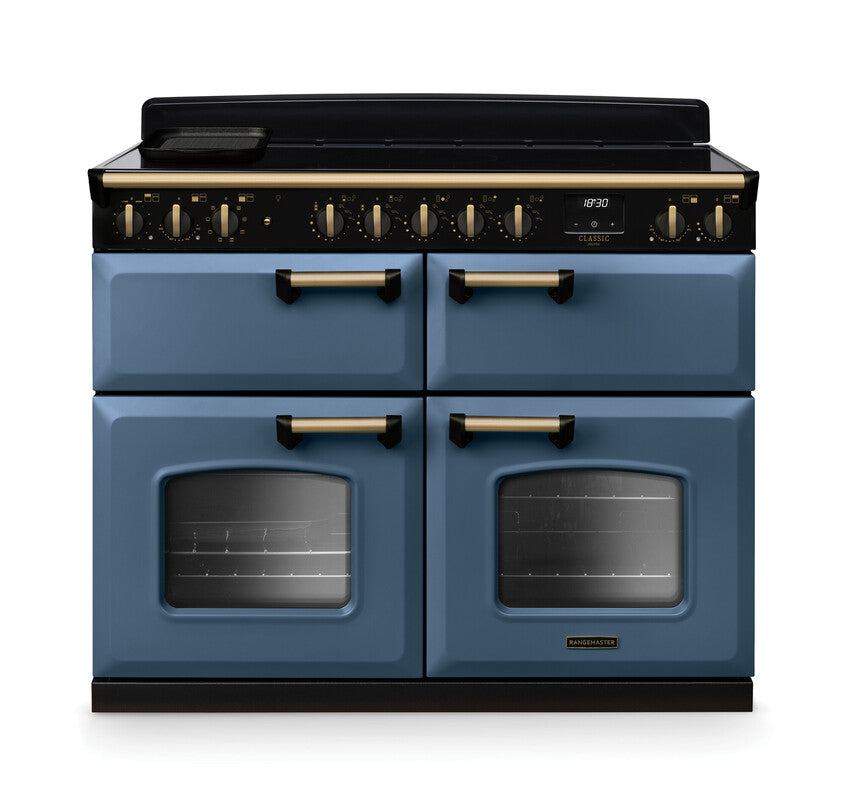 Rangemaster Classic Deluxe Bc 110 Induction Stone Blue with Antique Br ...