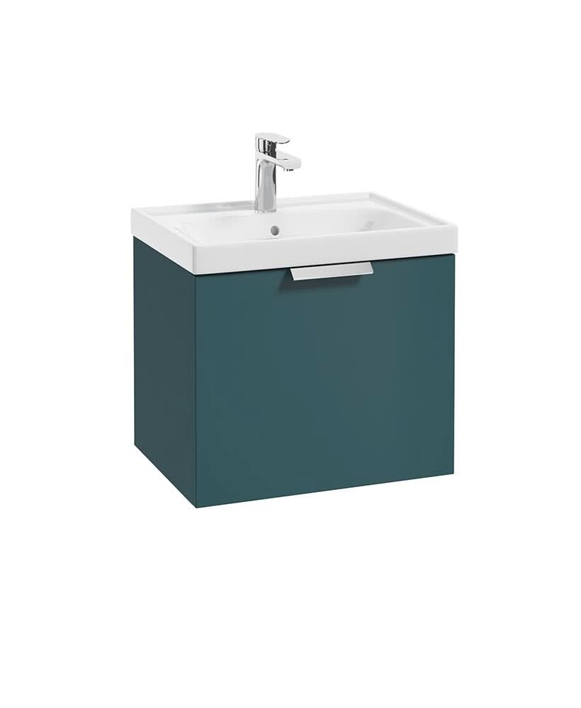 Sonas Stockholm Ocean Blue Matt 50Cm Wall Hung Vanity Unit - Brushed C ...