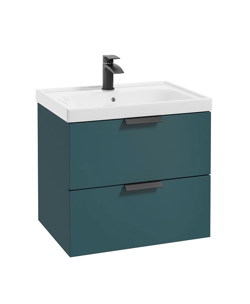 Sonas Stockholm Ocean Blue Matt 60Cm Wall Hung Vanity Unit - Matt Blac ...