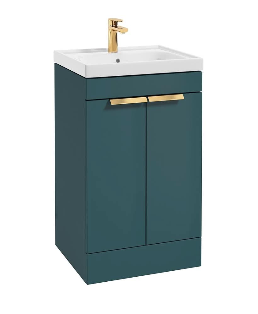 Sonas Stockholm Ocean Blue Matt 50Cm 2 Door Floor Standing Vanity Unit ...