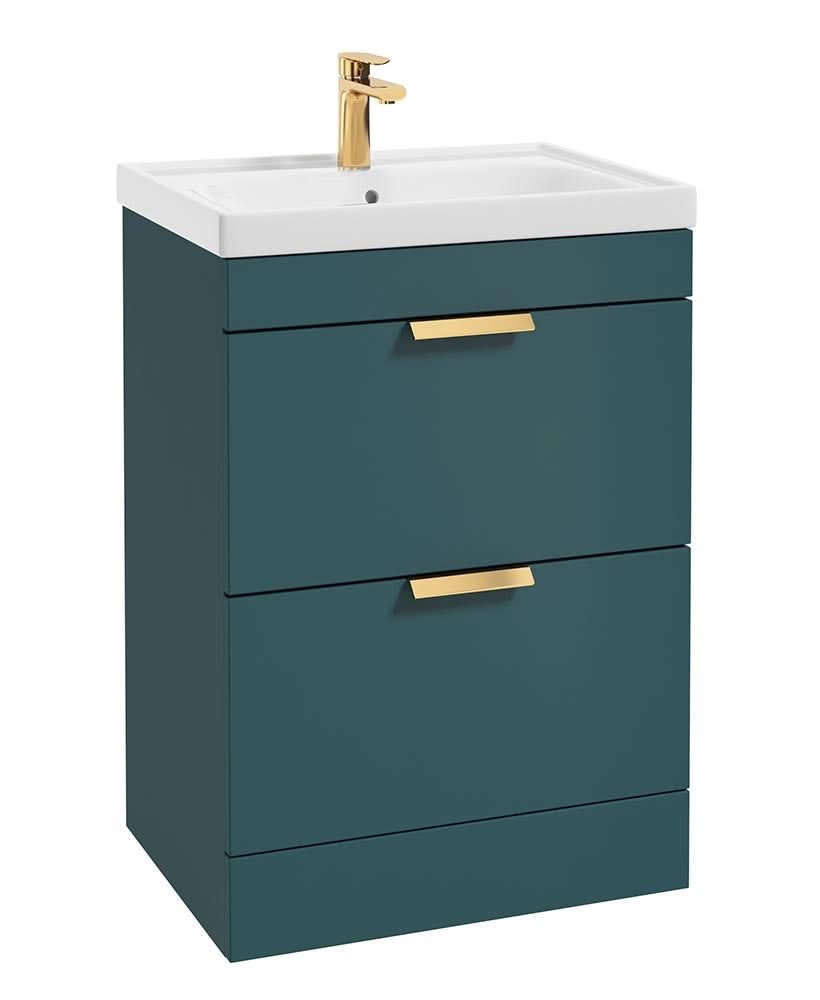 Sonas Stockholm Ocean Blue Matt 60Cm 2 Drawer Vanity Unit - Toss Bryan