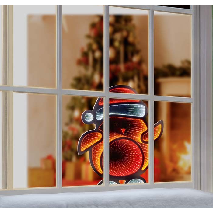 60cm Standing Robin with Santa Hat Infinity Mirror | LV243025 - Toss Bryan