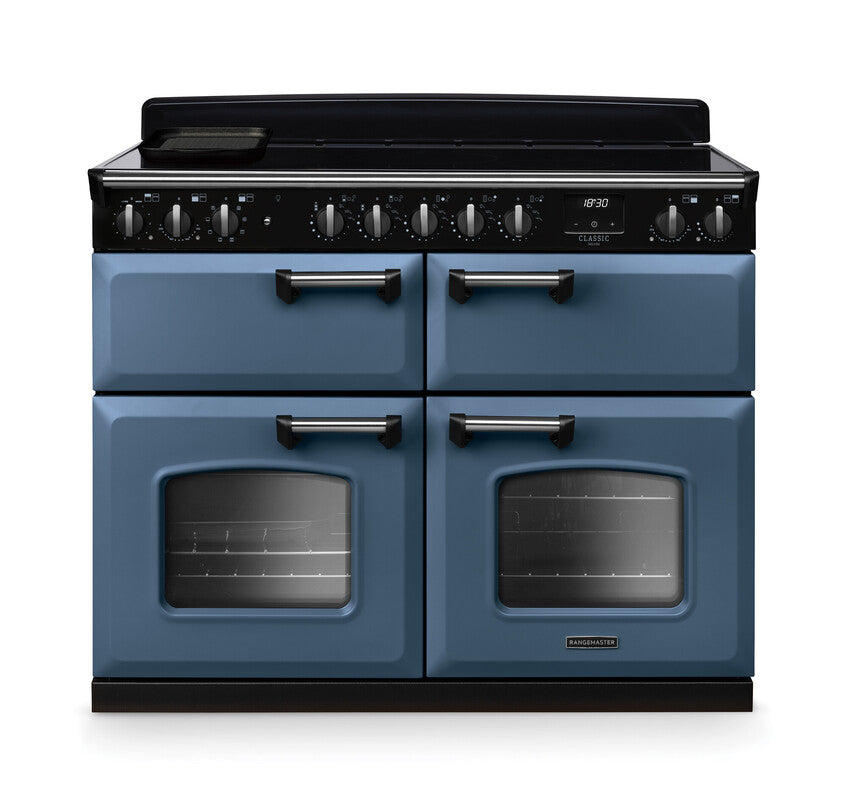Rangemaster Classic Deluxe Bc 110 Induction Stone Blue with Chrome Tri ...