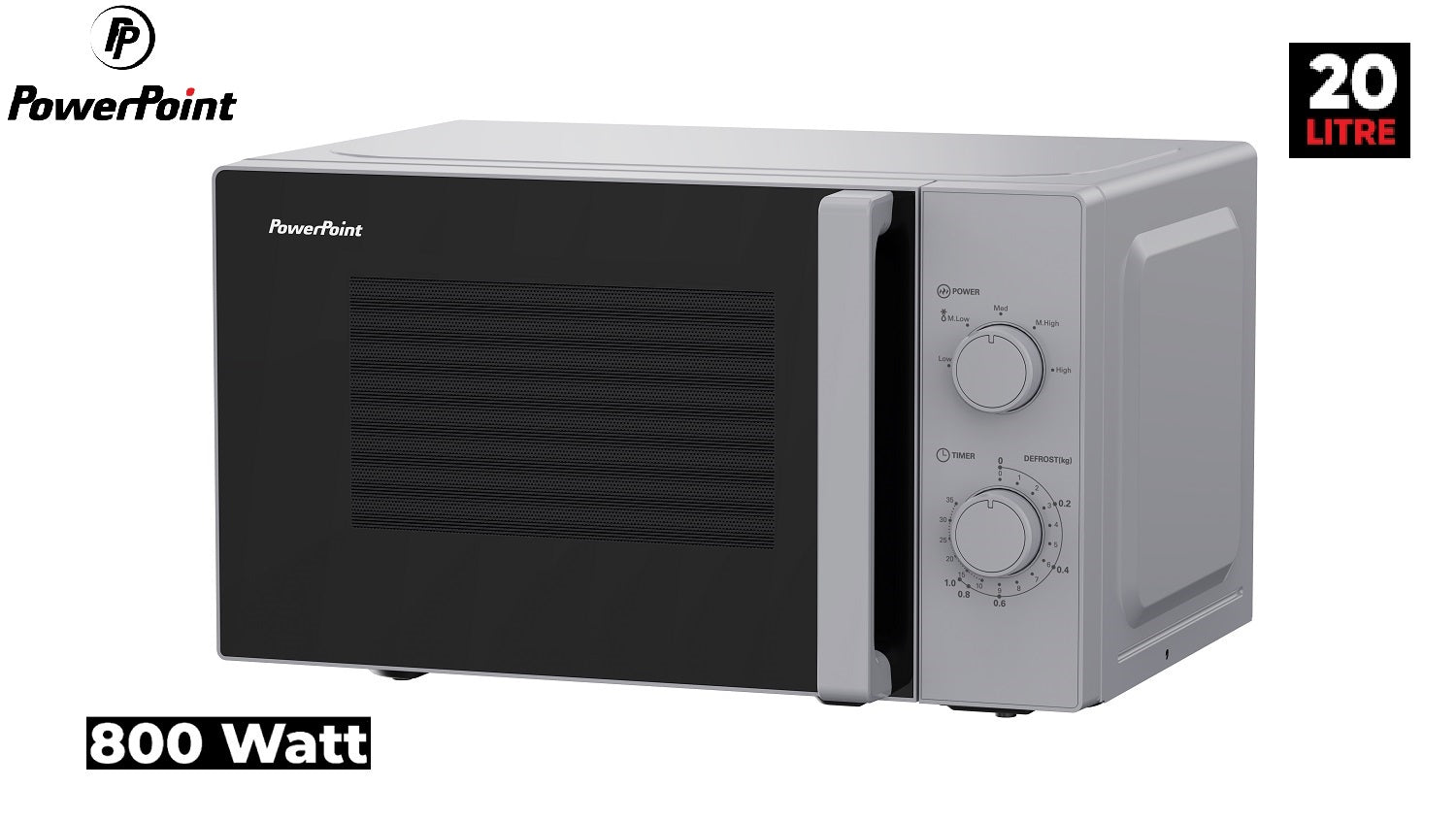 Powerpoint Microwave | 800W | Silver | P22820MS - Toss Bryan
