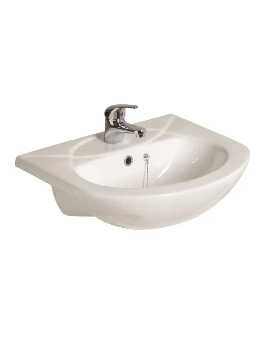 Strata 55Cm 1 Tap Hole Semi Recessed Wash Basin - Cork - Toss Bryan